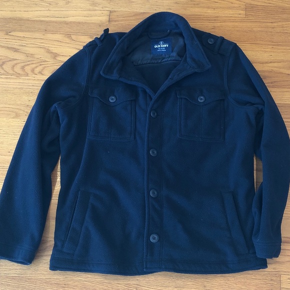 Jackets & Coats | Mens Navy Military Style Fleece Jacket Xl | Poshmark